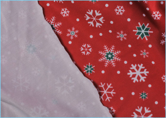 Multi Red Snow Design 4 Way Stretch Warp Knitted Printed Spandex Fabric  1.5m*220gsm