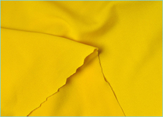 Knitted Plain Yellow 100D 4 Way Stretch Polyester Spandex Fabric for Swimsuit / Lingerie 1.7m * 180gsm