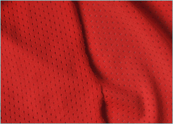 Bright Red Quick Dry Mesh Dri Fit Fabric Sportswear Fabrics for Garment 1.5m * 160gsm