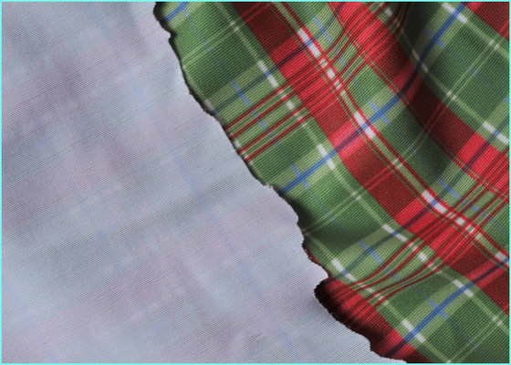 Red And Green 4 Way Stretch Warp Knitted Matt Lycra Plaid Fabric / Printed Spandex Fabric  1.5m*220gsm