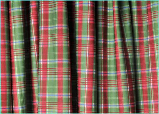 Red And Green 4 Way Stretch Warp Knitted Matt Lycra Plaid Fabric / Printed Spandex Fabric  1.5m*220gsm
