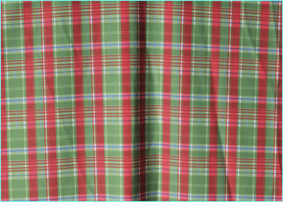 Red And Green 4 Way Stretch Warp Knitted Matt Lycra Plaid Fabric / Printed Spandex Fabric  1.5m*220gsm