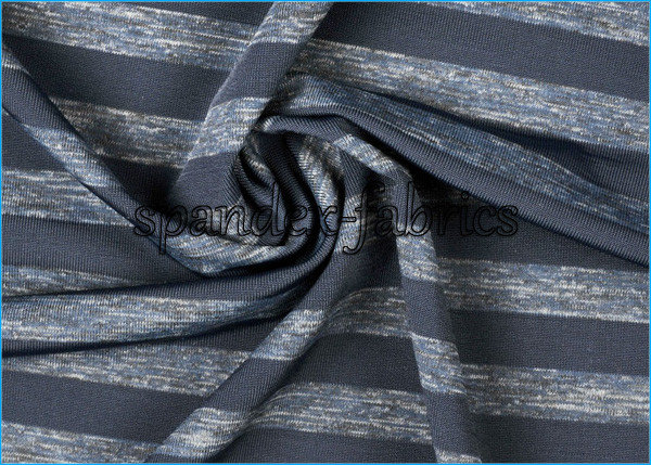 Dark-blue Black Heather Stripe Spandex Knit Jersey Fabric for Bikini / Supplex Lycra Fabric