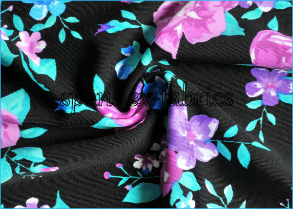 Lady Swimwear Fabric, Flower Print Nylon Lycra, Tricot Nylon Lycra, 220gsm Weight