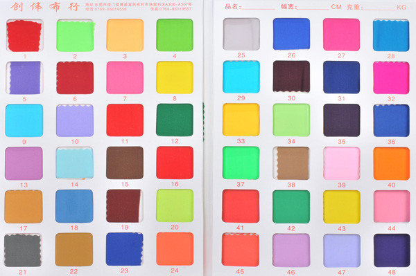 Warp Knitting Full Dull Lycra Nylon Spandex 4 Way Stretch Fabric Color Swatch