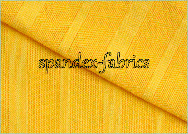 Yellow Striped Jacquard Power Mesh Fabric Tulle Appearance Stretch