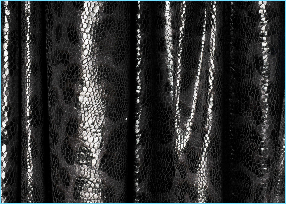 75D/20D Black Snake Skin Embossed Faux Leather Fabric for Making Bags
