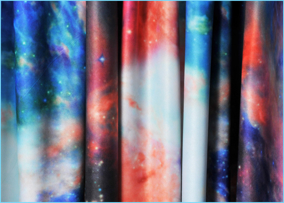 Galaxy Fabric / Polyester Lycra Printed Spandex Fabric For Leggings  1.5m*180gsm