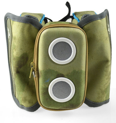 Green Waterproof speaker bag  two side pockets  Decorative pattern TD-02