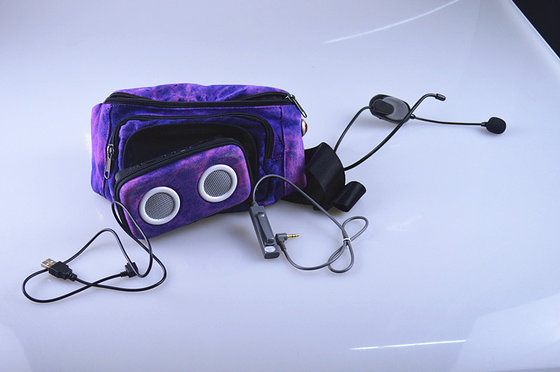 Y-02 Waist Speaker bag Violet surface  with headset , Running Waist Bag