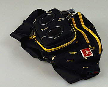 3.5mm L  Mens Waist Pouch Speaker Bag  yellow pattern with black bottom Y07