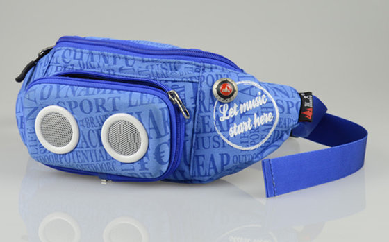 Sky blue  radio Waist speaker bag  with bluetooth letter pattern B-30,B-14,B-25,B-26