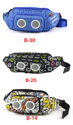 Sky blue  radio Waist speaker bag  with bluetooth letter pattern B-30,B-14,B-25,B-26
