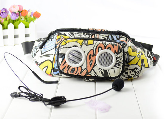 Outdoor Speaker Bag For Teaching Guiding , Sport Waist Bag With wired Microphone