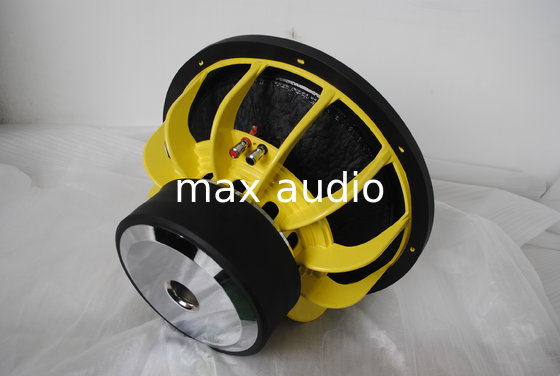 Yellow 38 CM SPL Car Subwoofers Dual Heavy Ferrite Magnet Match Dual Yellow Stitch