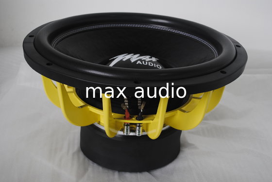 Yellow 38 CM SPL Car Subwoofers Dual Heavy Ferrite Magnet Match Dual Yellow Stitch