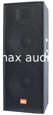 Wooden enclosure, black carpet, dual 15" 3 ways Professional audio speaker system; powerful PA speaker