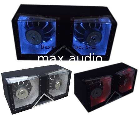 Dual 12" LED Illumination Car Speaker Boombox Changable 3 Color Plexglass