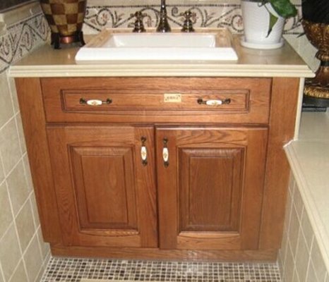 China Oak solid wood vanity,Wooden bathroom cabinet,Floor installed bathroom cabinet supplier