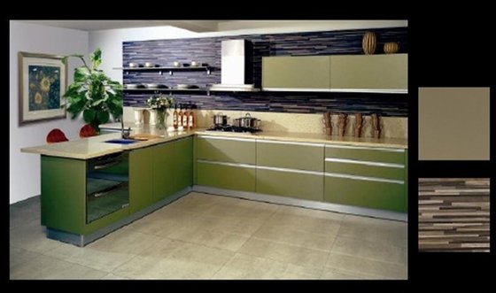 China Coloured MFC kitchen cabinet supplier