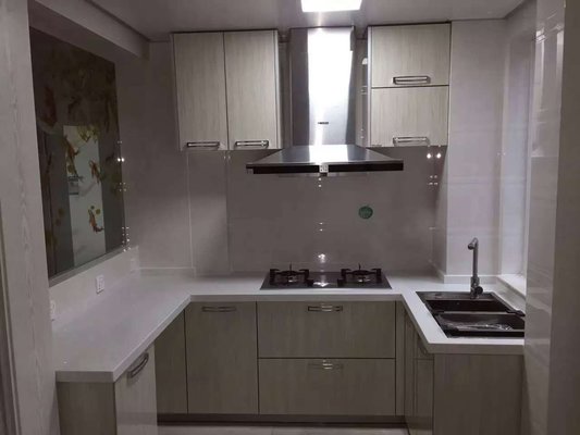 China Wood grain MFC kitchen cabinet,Modern kitchen furniture,Cheap Kitchen,U-shape cupboard supplier