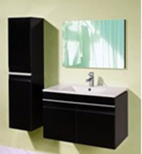 Matt lacquer bathroom cabinet,Black bathroom cabinet,Modern vanity,MDF bathroom cabinet supplier