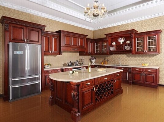 Oak solid wood kitchen cabinet supplier