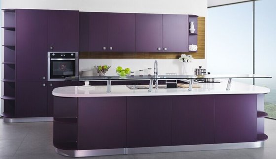 Purple colour matt lacquer kitchen cabinet,Modern kitchen design supplier