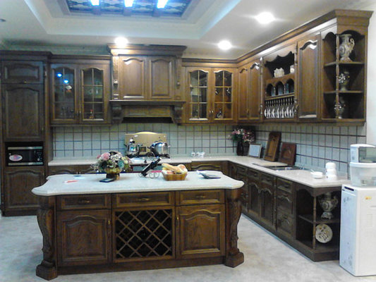 Oak solid wood kitchen cabinet,Arc top kitchen cabinet door,Raised kitchen cabinet door supplier