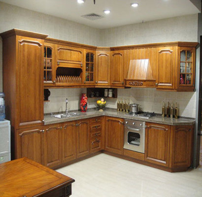 Ash wooden cabinets,Raised door kitchen,Rustic kitchen cabinet,Granite whole kitchen set，Luxury kitchen cabinets style supplier