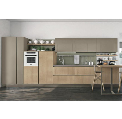 Wood grain MFC kitchen cabinet,Modern kitchen furniture,Kitchen design,L-shape cupboard supplier