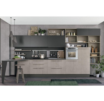 Wood grain MFC kitchen cabinet,Modern kitchen furniture,Kitchen design,L-shape cupboard supplier