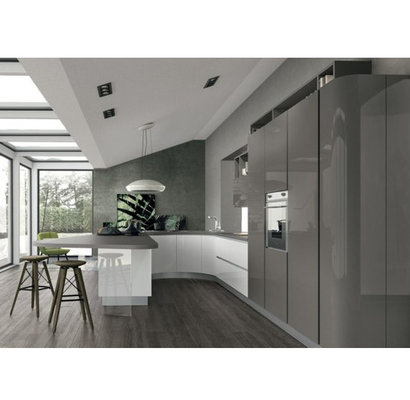 Curved cabinets,Modern kitchen furniture,Kitchen design,U-shape cupboard,Kitchen for European market，Kitchen for Italy supplier