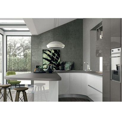 Curved cabinets,Modern kitchen furniture,Kitchen design,U-shape cupboard,Kitchen for European market，Kitchen for Italy supplier