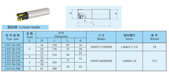 Custom high speed steel End Mills Straight Shank Milling Holder , APMT1135 insert