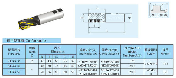 Flat Cut Shank Indexable End Mill Cutting Tool Holder , Spiral Flute cutter