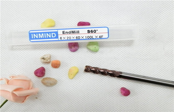High Speed Steel Long Neck Solid Carbide Ball Nose End Mill 2 Flute , Deep Milling