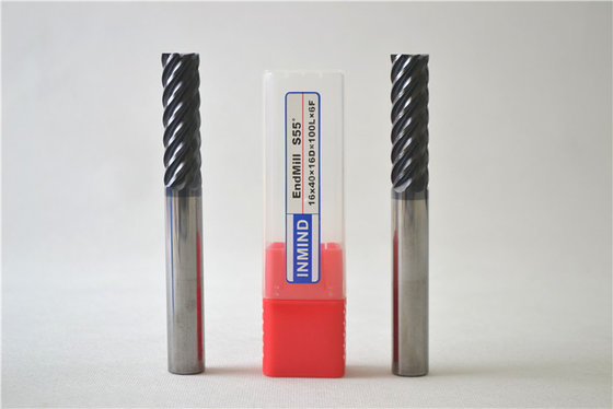 45 Degree Helix Angle Cutting Tools End Mills , Long Flute Endmill 6 Flute HRC60