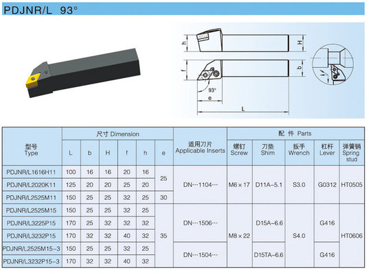 93°PDJNR2020K11 Cylindrical Turning Tool Bar 2525M11 2525M15 3232P15 Hole Clamp