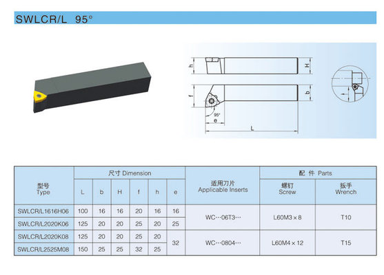 95°SWLCR1616H06 Cylindrical Turning Tool Bar 2020K06 2020K085 2525M08