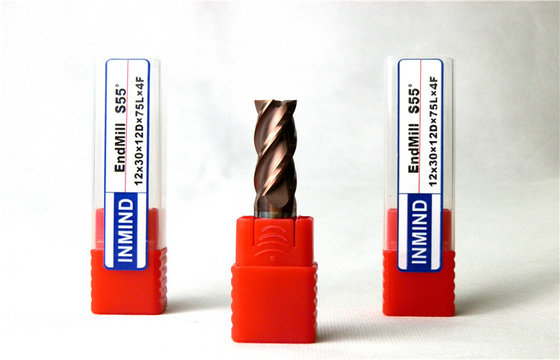 TiAlN Coated Standard 2 Flute End Mill Cutter , Long Neck End Mills HRC55