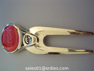 China Metal golf divot tool with epoxy dome, epoxy dome golf pitch fork for golf club promotion supplier