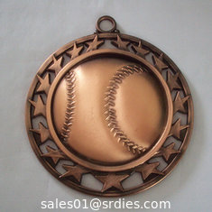 China Metal hollow baseball medal, zinc alloy blank hollowed baseball medallion, bronze plated, supplier