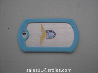 China Aluminium dog tag with printed logo and rubber frame, branding promotion giveaways dog tag supplier