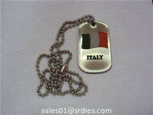 China Italian national flag epoxy dome metal dog tags with chain, zinc alloy, silver plated, supplier