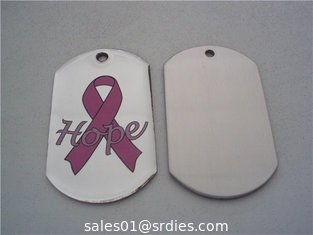 China Pink ribbon printed metal dog tags, epoxy pink ribbon key tags for promotional giveaways, supplier