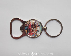 China Premium epoxy dome bottle opener key ring, epoxy dome silver plated bottle opener key fob, supplier