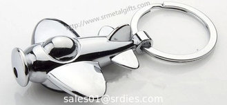 China Chrome plated aircraft FOB key ring, metal airplane pendant keychain small quantity, supplier
