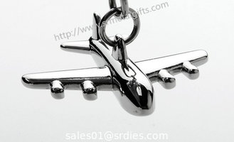 China Chrome plated airplane model charming keyring, metal airplane drop pendant fob keychains, supplier