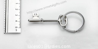 China Custom logo key shaped charming key rings, premium quality alloy key shaped FOB keychains, supplier